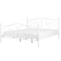 Beliani Metallbett Weiß Doppelbett 140 x 200 cm Bequem Romantisch - Weiß