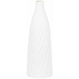 Beliani - Dekovase Weiß 18 x 54 cm Terrakotta mit stilvollen Linien Pflegeleicht Wohnartikel Kegelförmig Modern - Weiß