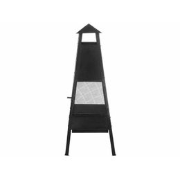 Beliani Feuerstelle Schwarz aus Stahl mit verchromten Gitterrost Kamin in rustikaler Optik - Schwarz
