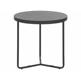 Beliani Couchtisch Grau / Schwarz ⌀ 50 cm in Betonoptik mdf Platte Stabiler Pulverbeschichteter Metallrahmen Rund Modern Industrielles Design - Schwarz