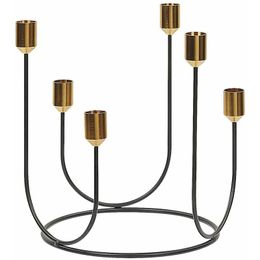 Beliani - Kerzenständer Gold Metall für 6 Kerzen im Kreis rund moderner Look Dekoartikel Dekoration Wohnzimmer Salon Innenbereich - Gold
