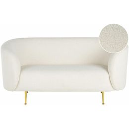 Beliani Sofa Weiß Bouclé Stoffbezug 2-Sitzer mit Armlehnen Metallgestell in Gold Glamouröser Edler Stil Wohnzimmer Salon Esszimmer Flur - Weiß