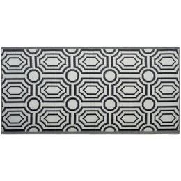 Beliani Outdoor Teppich Schwarz Weiß Polypropylen 90 x 180 cm Modern Jacquardgewebt Rechteckig - Weiß