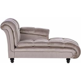 Beliani - Chaiselongue Linksseitig Taupe Stoff mit Holzfüßen Gedrechselt Arm- & Rückenlehne Gesteppt Modern Récamiere Liegesofa Wohnzimmer Möbel