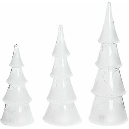 Beliani - Dekofigur Weiß mit LED-Beleuchtung Weihnachtsbaum 3er Set Weihnachtsfigur Christmasfigur - Transparent