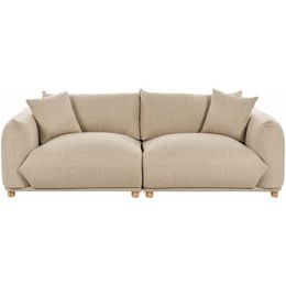 Beliani 3-Sitzer Sofa Hellbeige auf Stoff mit Kissen Polsterung für Wohnzimmer - Beige