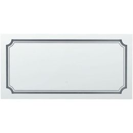 Beliani - Badspiegel Silber Glas und Aluminium 120 x 60 cm Rechteckig mit LED-Beleuchtung Touch-Sensor Antibeschlag Modern Badezimmer Möbel