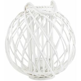 Beliani - Laterne Weiß 39 x 41 cm Glas mit Holz Kerzenhalter Dekorativ Rund Modern - Weiß
