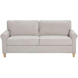 Beliani Sofa 3-Sitzer Wohnzimmer Beige Samtstoff 100% Polyester Retro Trendy Modern - Heller Holzfarbton