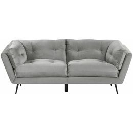 Beliani Sofa Grau 3-Sitzer aus Samtstoff mit Steppungen und großen Kissen Retro Minimalistisch Wohnzimmer Flur Modernes Design - Grau
