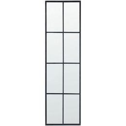 Beliani Wandspiegel Schwarz Metall Rechteckig mit Schmalem Rahmen Fensteroptik Sprossenfenster Modern Wohnzimmer Schlafzimmer Flur Esszimmer Wanddeko