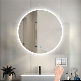Duschparadies-de - led Spiegel Badspiegel mit Beleuchtung Badezimmer Spiegel Rund mit Beschlagfrei 3 Lichtfarbe dimmbar 3000k-6000k Wandspiegel mit