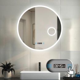 Duschparadies-de - led Spiegel Badspiegel mit Beleuchtung Badezimmer Spiegel Rund mit Beschlagfrei 3 Lichtfarbe dimmbar 3000k-6000k Wandspiegel mit