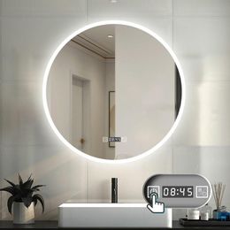 LED Spiegel Badspiegel mit Beleuchtung Badezimmer Spiegel Rund mit Beschlagfrei 3 Lichtfarbe dimmbar 3000k-6000k Wandspiegel mit Touchschalter