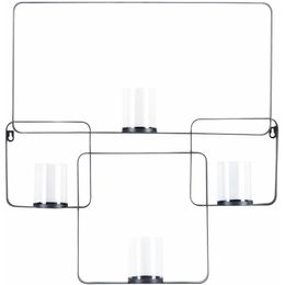 Beliani - Wandkerzenhalter Schwarz Metall 65 cm Geometrisch mit 4 Glaszylindern Industrie Design für Wohnzimmer Schlafzimmer Esszimmer Flur Diele