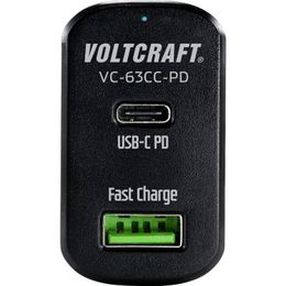 Voltcraft - CAS-63 USB-Ladegerät 63 Wp kfz Ausgangsstrom (max.) 3 a Anzahl Ausgänge: 2 x usb, usb-c® b