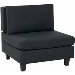 Beliani - Sitzelement Schwarz Stoffbezug Leinenoptik mit Schwarzen Beinen Dicke Kissen Modern Sesselmodul Wohnzimmer Schlafzimmer Ausstattung