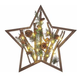 Beliani Weihnachtsdekoration Dunkelbraun Kiefernholz 46 cm mit LED-Beleuchtung zum Aufstellen Sternform Deko Adventsdekoration Tischdeko Innen