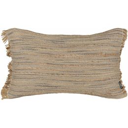 Beliani - Dekokissen Beige aus Jute Baumwolle 30 x 50 cm Rechteckig mit Fransen Deko Dekoration Wohnaccessoires für Wohnzimmer Schlafzimmer - Beige