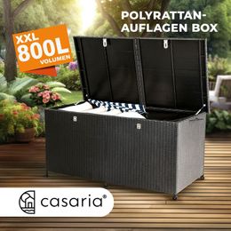 Casaria Auflagenbox Poly Rattan XXL schwarz 150cm Hubautomatik Gartentruhe Gartenbox Kissenbox Kissentruhe