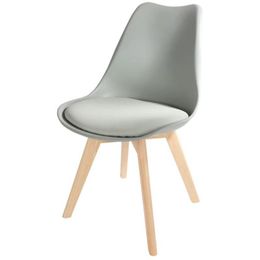 BURI Schalenstuhl grau Esszimmerstuhl gepolstert Retro Sessel Küchenstuhl Schalensitz