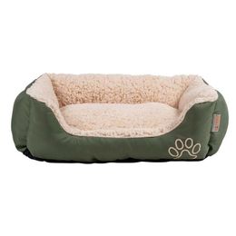 EstexoH&G Hundebett Hundekissen Haustierbett Hundekorb Tierbett Hundesofa Olive/Beige 50x37x17 cm