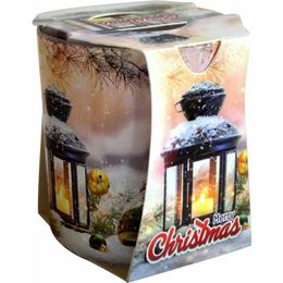BURI Duftglas 65x75mm Kerze Weihnachtsduft Laterne18h Brenndauer Weihnachtsmotiv