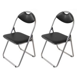 BURI 2x Metall Klappstühle schwarz Gästestühle Stuhl Gäste Besucherstuhl Gartenstuhl