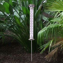 BURI Solar led Außenthermometer Gartenthermometer Wetterstation Temperaturmesser Deko