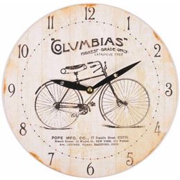 BURI Wanduhr Retrodesign Wohnzimmeruhr Küchenuhr Quarzuhr Uhr 29cm Vintage Fahrrad