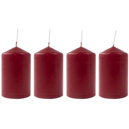 BURI Adventskranzkerzen bordeaux 4er-Set Weihnachtskerze Stumpen Wachskerze 50x80mm