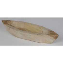 BURI - 6x Holzschüssel Kano Teak Schale Schiffchen Dekoration Tisch Aufbewahrung Obst