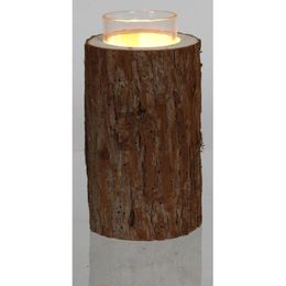 BURI - 6x Windlicht Baumstamm Kerzenhalter Innendekoration Lampe Beleuchtung Holz Glas