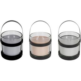 BURI - Glas-Windlicht Duftwachs Metallhalter schwarz Kerzenhalter Kerzenständer Deko