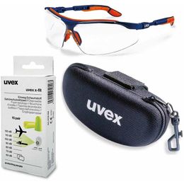 Schutzbrille i-vo 9160265 im Set inkl. Brillenetui und Gehörschutz - Uvex