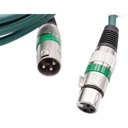 vhbw - DMX-Kabel xlr Stecker auf xlr Buchse kompatibel mit Beleuchtung, Schweinwerfer, Bühnenlicht - 3-polig, pvc Kabel-Mantel, grün, 2m