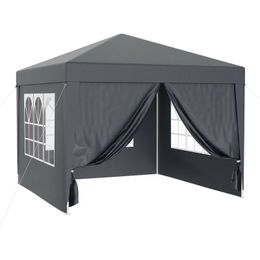 Wiltec Toboli Pavillon 3 x 3 m in Grau mit UV-Schutz 50+, Gartenpavillon mit abnehmbaren Seiten, Partyzelt mit Fenstern für z. b. Terrasse und Festival