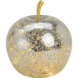 Spetebo LED Glas Apfel 16 cm - silber - Deko Frucht in Bruchglas Optik Batterie betrieben mit Timer
