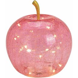 Spetebo - led Glas Apfel 16 cm - rosa - Deko Frucht in Bruchglas Optik Batterie betrieben mit Timer