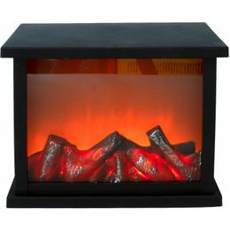 Spetebo Led Kamin Laterne mit Timer - 27 x 21 cm - Künstliches Kamin Feuer mit tanzenden Flammen