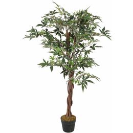 Spetebo - Kunstpflanze im Blumentopf 115 cm - Ahorn - Deko Pflanze im schwarzen Topf