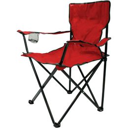 Spetebo Camping Klappstuhl mit Getränkehalter - rot - Campingstuhl klappbar mit Tragetasche - Stuhl faltbar für Festival Freizeit Garten Angler Sessel