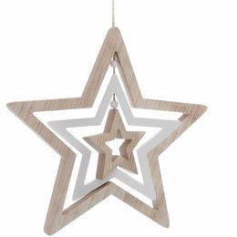 Spetebo - Deko Mobile aus Holz - Motiv: Stern / 36 cm - Dekofigur Sterne zum aufhängen Holzstern Hängedeko Deko