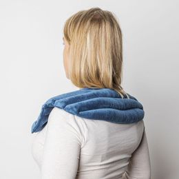 Spetebo - Nacken Wärmekissen blau - 42 x 30 cm - Körnerkissen Schulterwärmer Nackenwärmer Nierenwärmer Rückenwärmer für die Mikrowelle