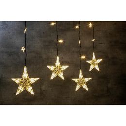 Spetebo Stern Lichtervorhang 105x100 cm mit 5 großen und 25 kleinen Sternen