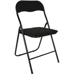 Spetebo Metall Klappstuhl mit gepolsteter Rückenlehne in schwarz - Cord Bezug - Klappbarer Gästestuhl mit Polster - Küchenstuhl Beistellstul Stuhl klappbar