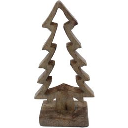 Spetebo - Deko Aufsteller Tannenbaum aus Mangoholz - 25 cm - Holz Weihnachtsbaum zum Aufstellen - Weihnachts Tisch Fenster Winter Advent Dekoration