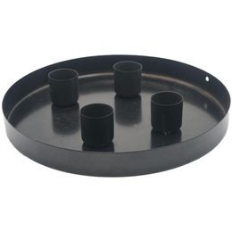 Spetebo - Metall Kerzenständer rund schwarz für Stabkerzen - 20 cm - Deko Tablett mit 4 magnetischen Kerzenhaltern - Advents Kerzen Ständer