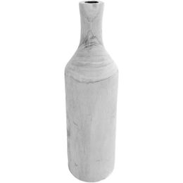 Spetebo Design Holz Blumen Vase groß - white washed / 46 cm - Holzvase XXL Flasche naturbelassen - Tischdeko Fensterdeko für Kunstpflanzen und Pampasgras
