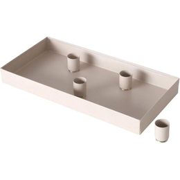 Spetebo Magnet Kerzentablett beige für Stabkerzen - 30 x 15 cm - Metall Kerzenständer mit 4 magnetischen Haltern - Tafelkerzen Halter Kerzen Tablett Advents